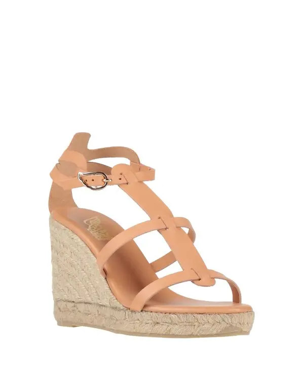 CastaÑer Leather Espadrille Wedge Sandals