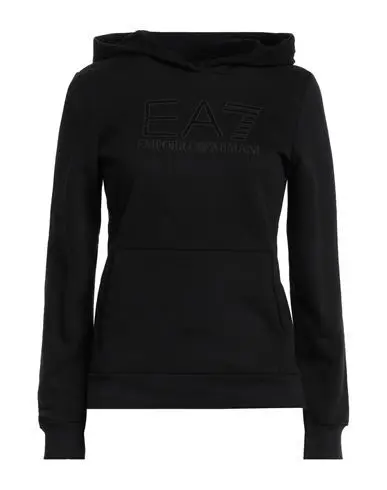 EA7 Hooded French Terry Sweatshirt With Appliqués - Black