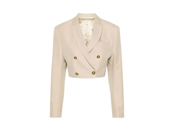 Palm Angels Button Detailed Crop Blazer - Beige