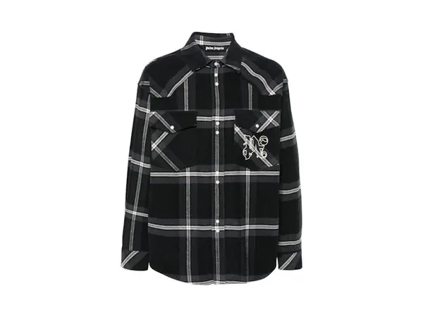 Palm Angels Monogram Check Overshirt - Black