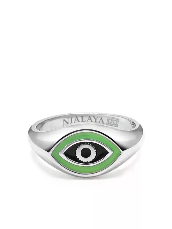 NIALAYA JEWELRY Evil Eye Signet Ring - Silver