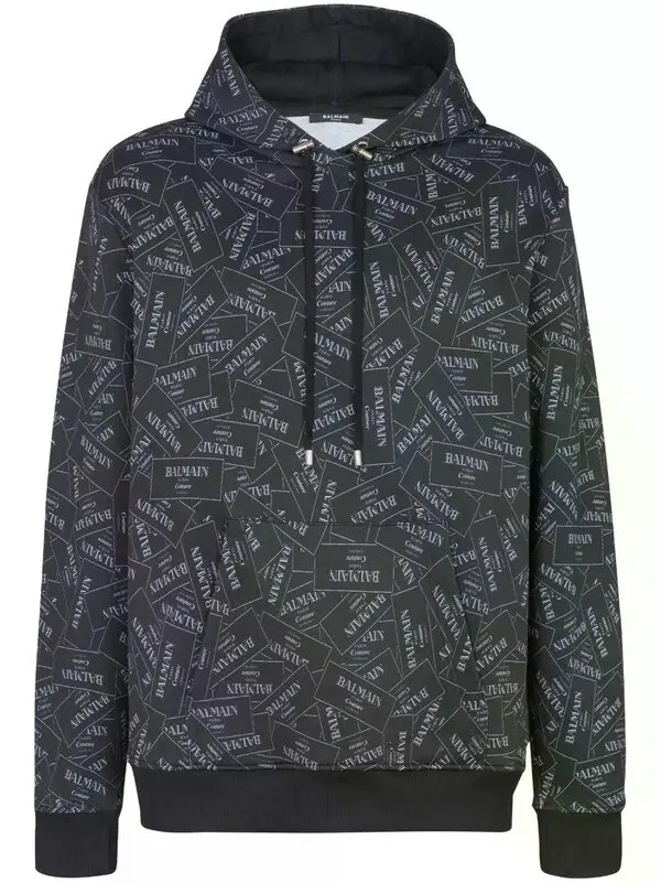 Balmain All-over Logo Print Hoodie