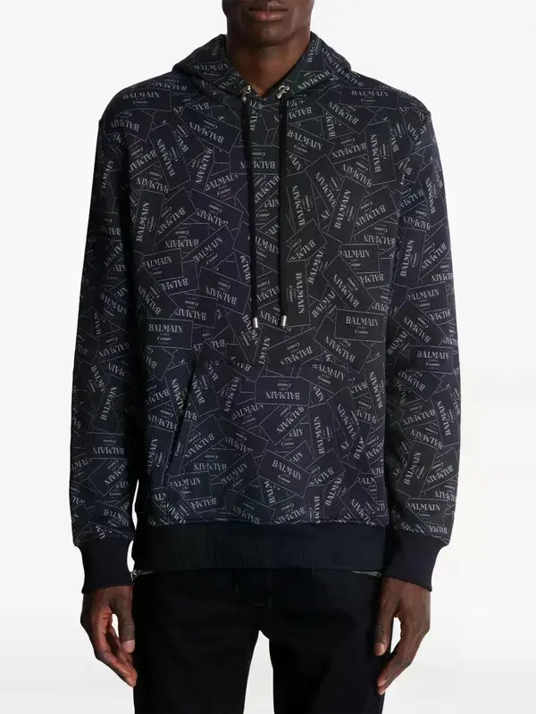 Balmain All-over Logo Print Hoodie