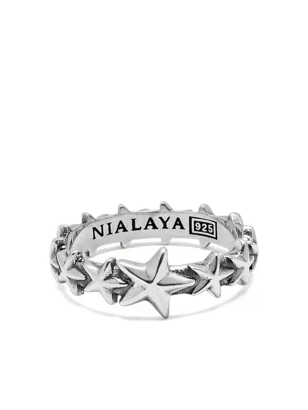NIALAYA JEWELRY Star-engraved Band Ring