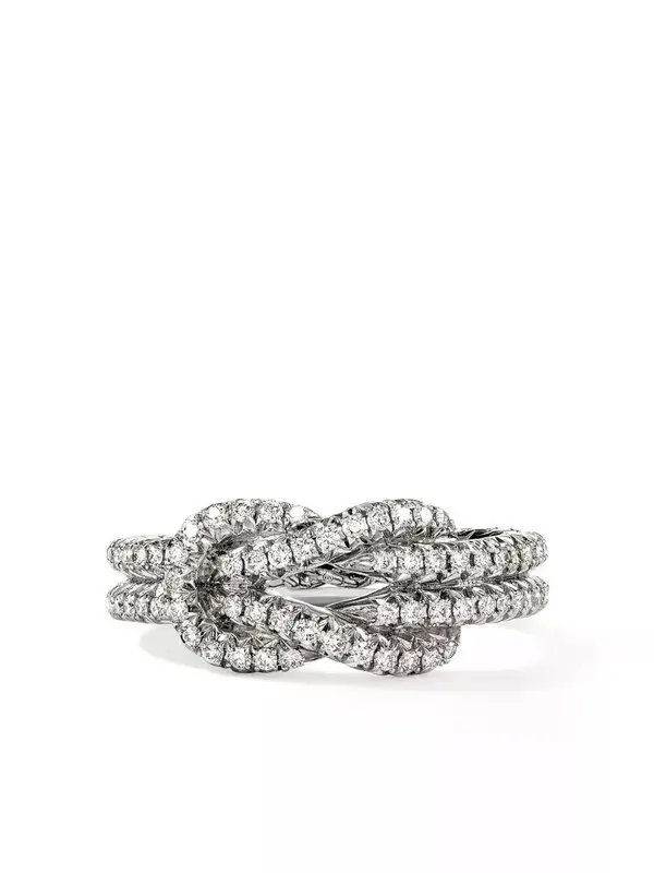 John Hardy Sterling Love Knot Diamond Ring - Silver