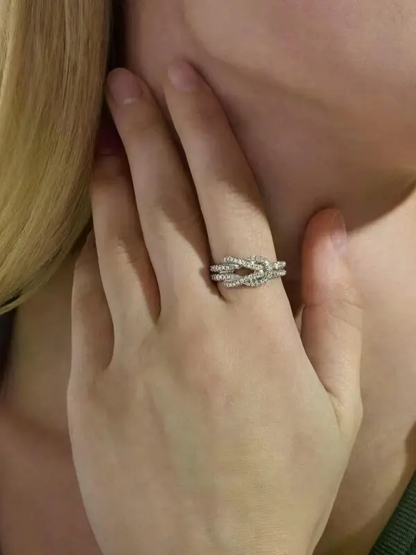 John Hardy Sterling Love Knot Diamond Ring - Silver