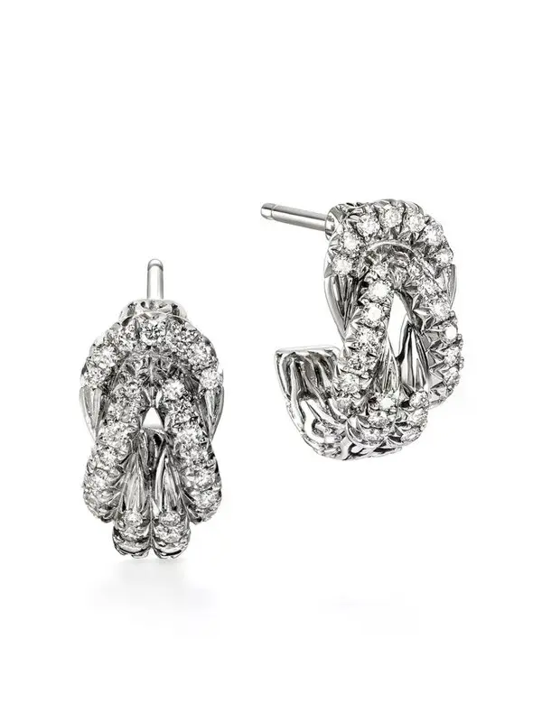 John Hardy Sterling Love Knot Diamond Earrings - Silver