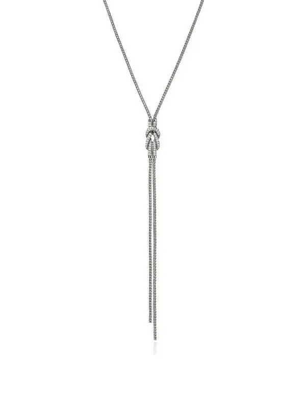 John Hardy Sterling Love Knot Y Diamond Necklace - Silver