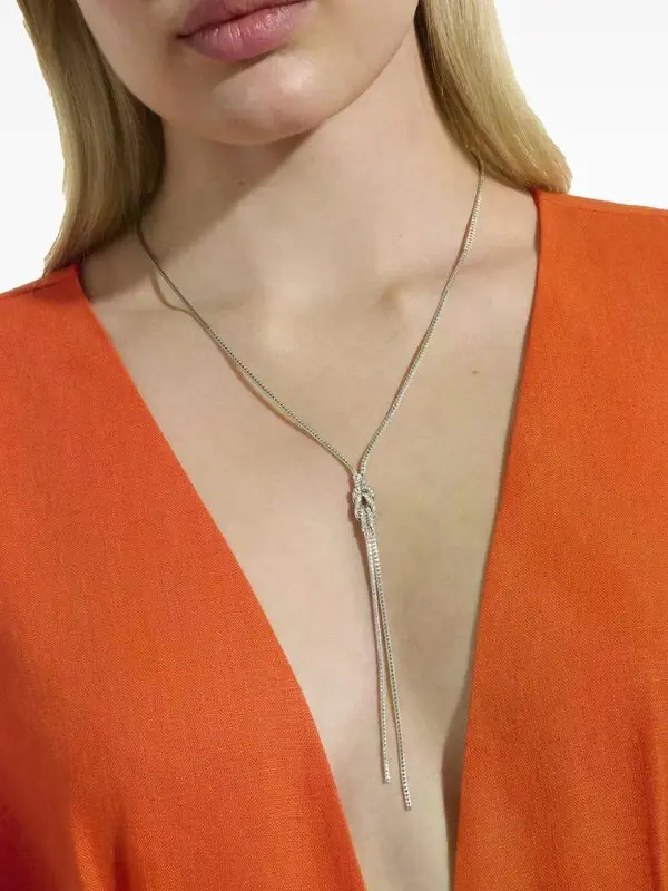 John Hardy Sterling Love Knot Y Diamond Necklace - Silver