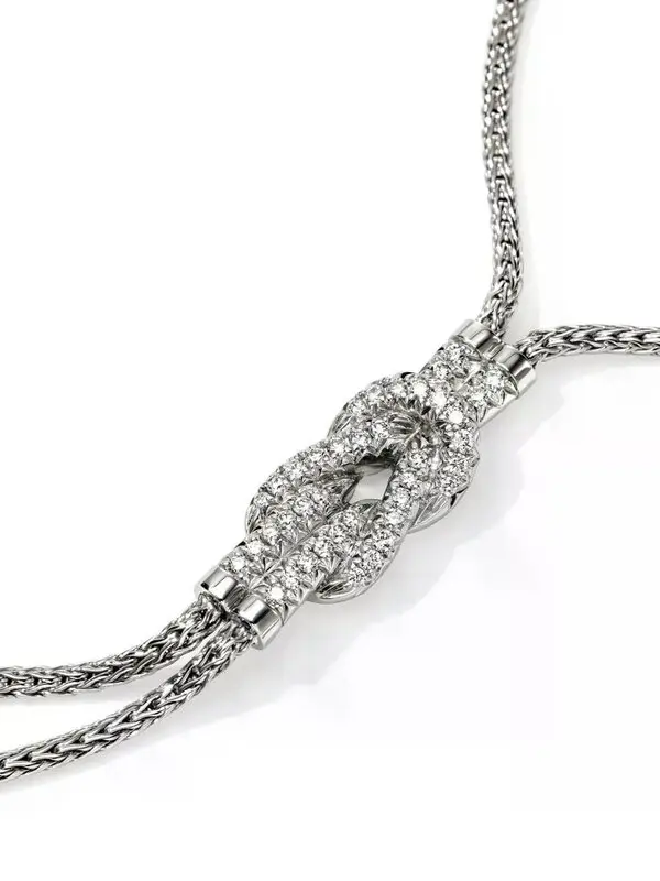 John Hardy Sterling Love Knot Y Diamond Necklace - Silver
