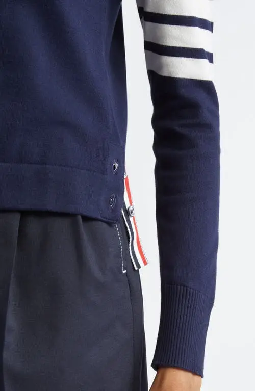 Thom Browne 4-bar Jersey Stitch Cardigan - Navy