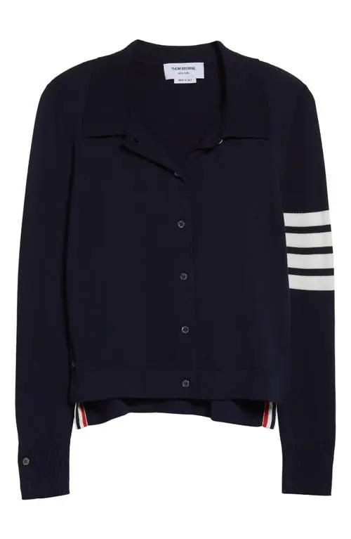 Thom Browne 4-bar Jersey Stitch Cardigan - Navy