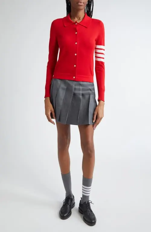 Thom Browne 4-bar Jersey Stitch Cardigan - Red