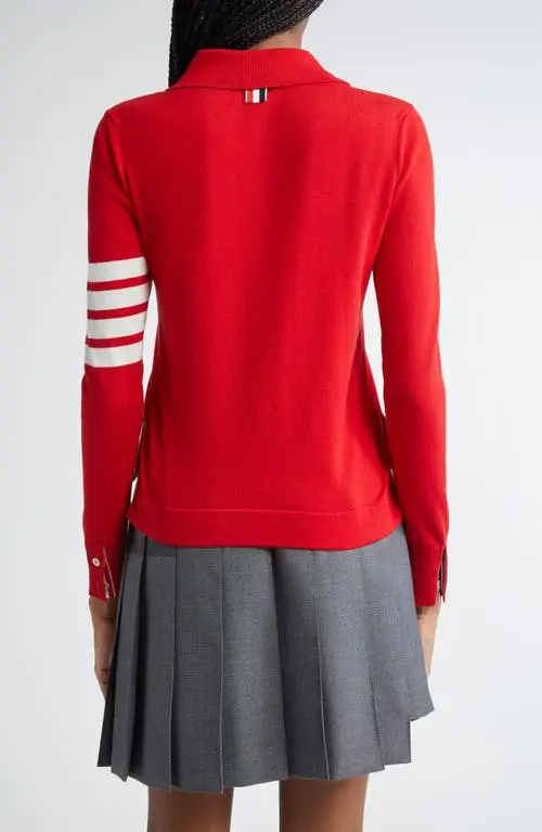 Thom Browne 4-bar Jersey Stitch Cardigan - Red