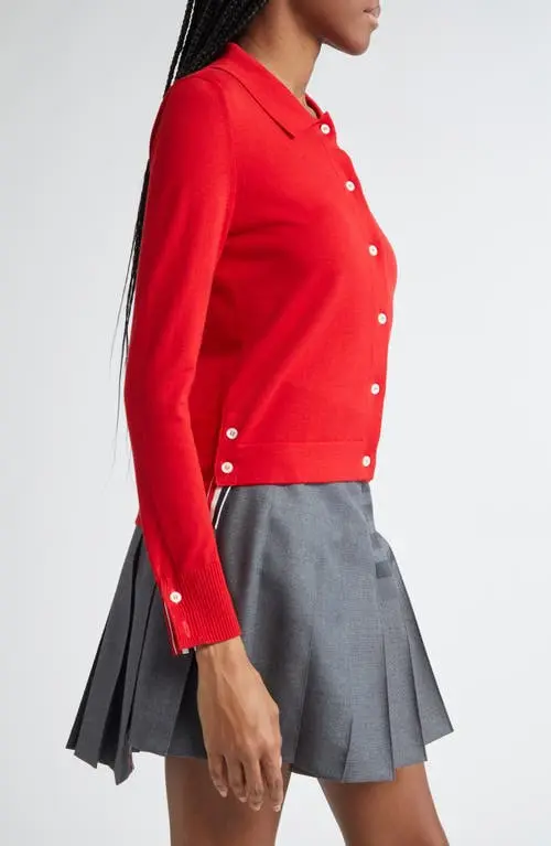 Thom Browne 4-bar Jersey Stitch Cardigan - Red