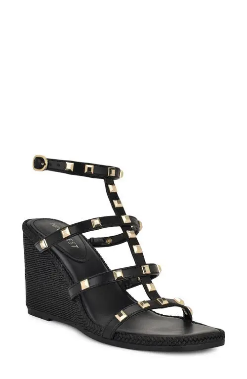 Nine West Sardis Strappy Wedge Sandals - Black