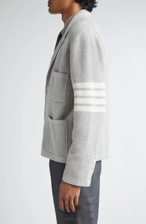 Thom Browne 4-bar Waffle Knit Jacket - Light Grey