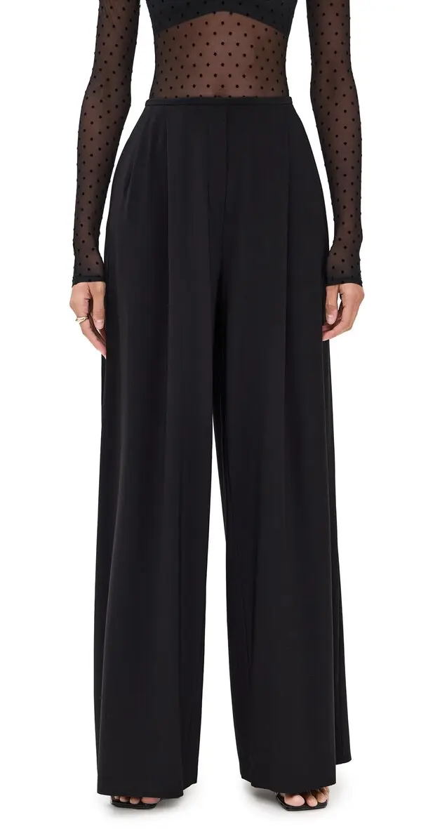 Norma Kamali Pleat Wide Leg Pants - Black