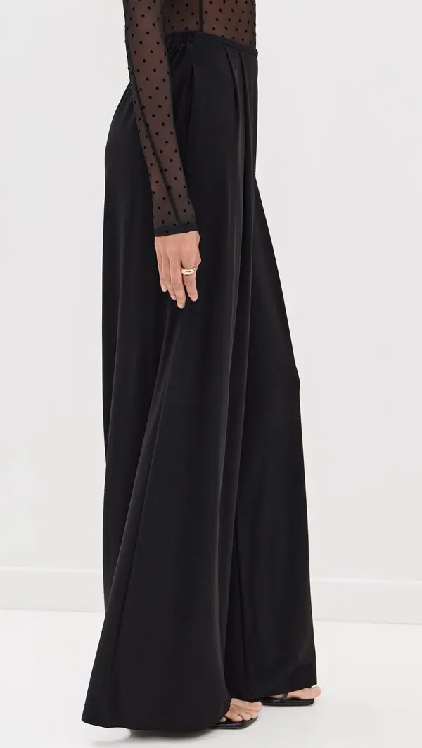 Norma Kamali Pleat Wide Leg Pants - Black