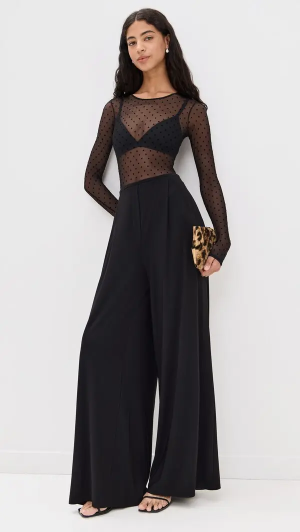 Norma Kamali Pleat Wide Leg Pants - Black