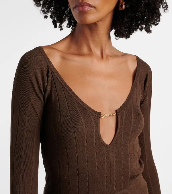 Jacquemus Pralù Logo Ribbed-knit Top - Brown