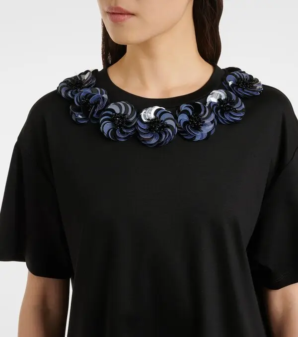 Max Mara Gennaio Embellished Jersey Top