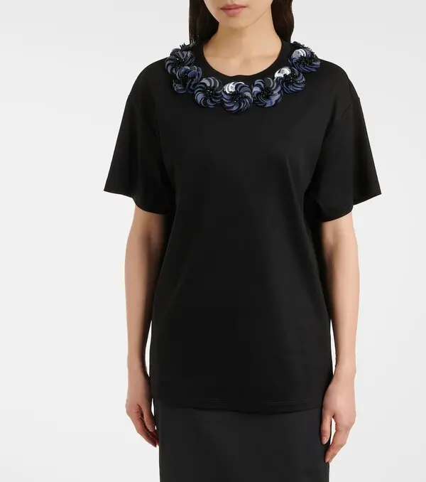 Max Mara Gennaio Embellished Jersey Top