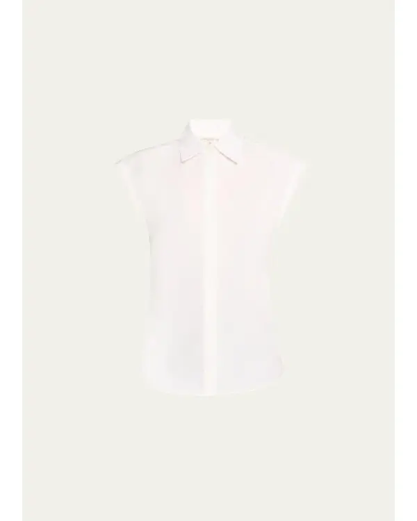 Lafayette 148 New York Fitted Cotton Shirt - White