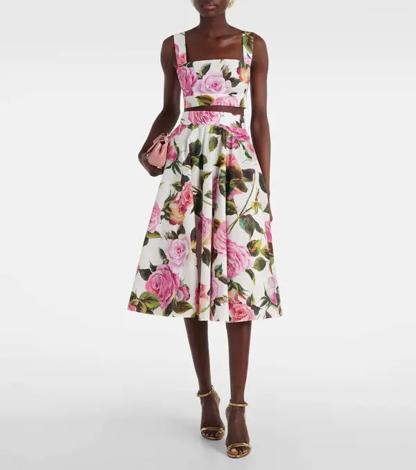 Dolce & Gabbana Floral Cotton Poplin Crop Top - Multicoloured
