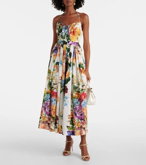 Dolce & Gabbana Floral Cotton Poplin Crop Top - Multicoloured