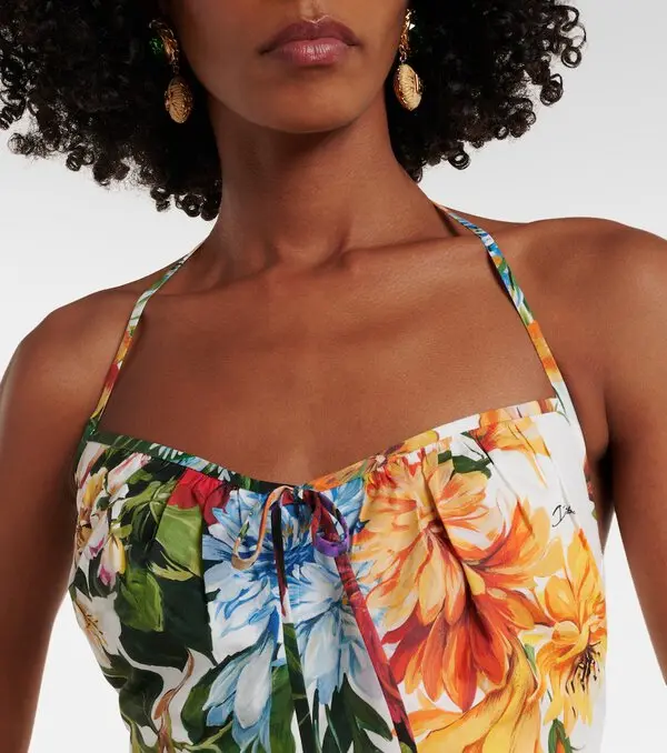 Dolce & Gabbana Floral Cotton Poplin Crop Top - Multicoloured
