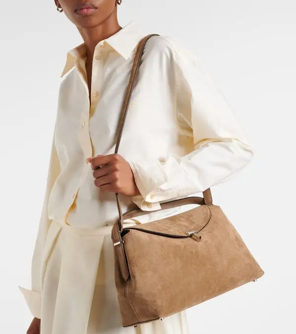 TOTEME T-lock Suede Tote Bag - Brown