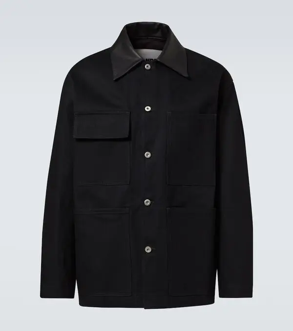 JIL SANDER Leather-trimmed Denim Jacket