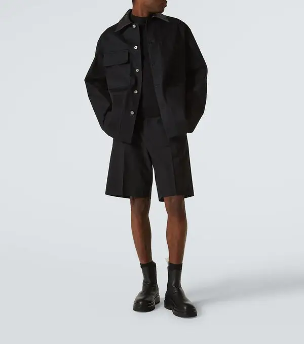 JIL SANDER Leather-trimmed Denim Jacket