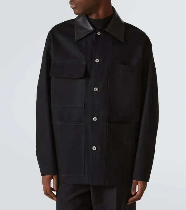 JIL SANDER Leather-trimmed Denim Jacket