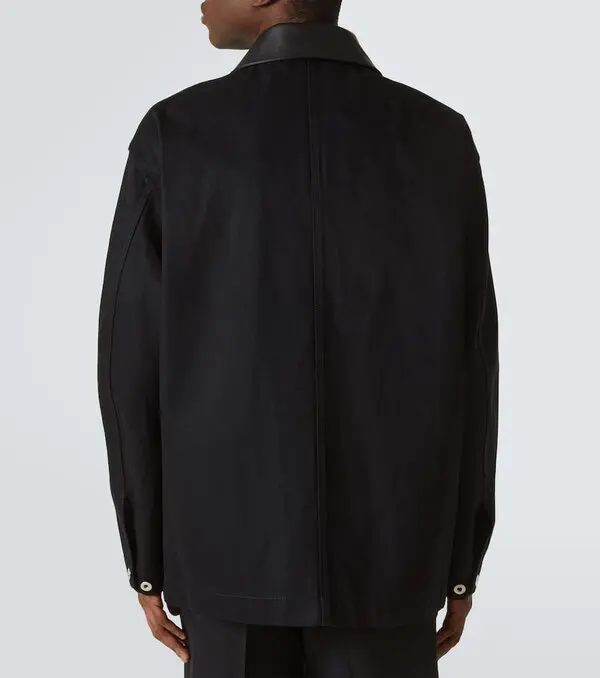 JIL SANDER Leather-trimmed Denim Jacket