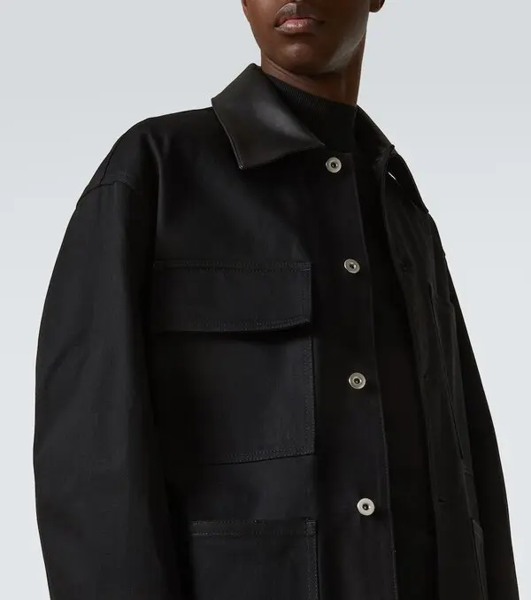 JIL SANDER Leather-trimmed Denim Jacket