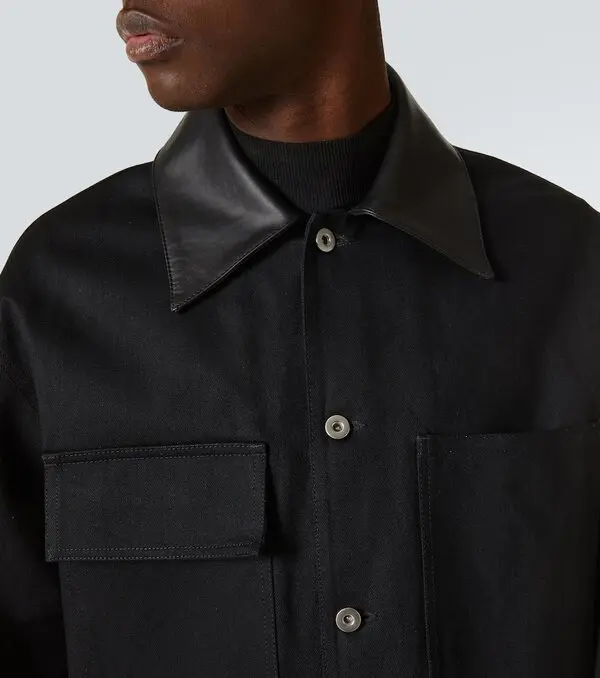 JIL SANDER Leather-trimmed Denim Jacket