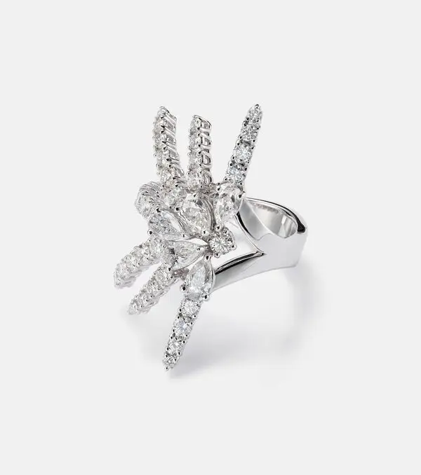 Yeprem Y-not 18kt White Gold Ring With Diamonds - Silver