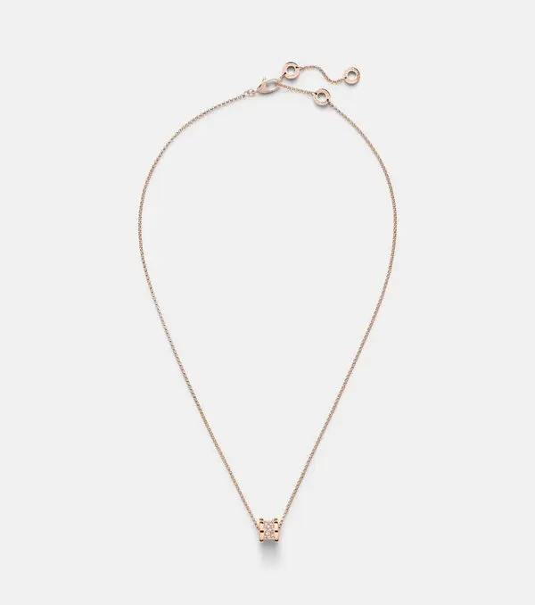 BVLGARI B.zero1 Rose Gold Diamond Pendant Necklace - Pink