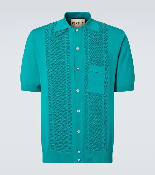 Plan C Pointelle Knit Cotton Cardigan - Green