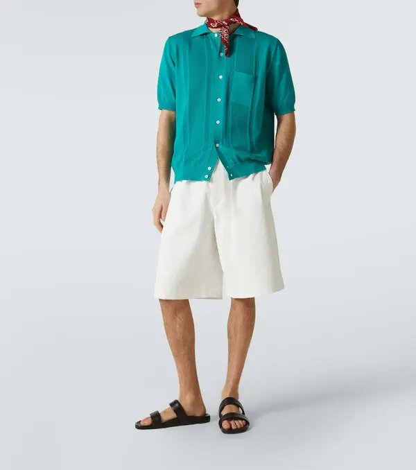 Plan C Pointelle Knitted Cotton Cardigan