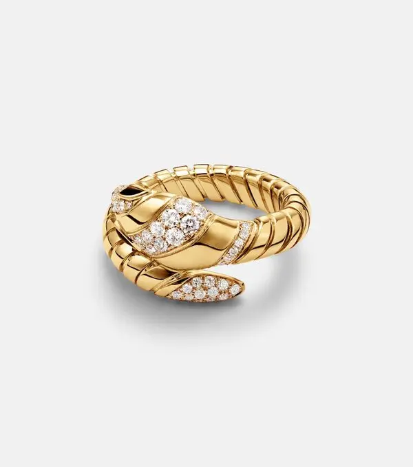 BVLGARI Serpenti Tubogas Ring With Diamonds And Onyx - Gold