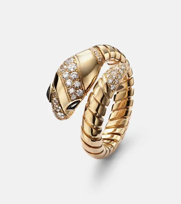 BVLGARI Serpenti Tubogas Ring With Diamonds And Onyx
