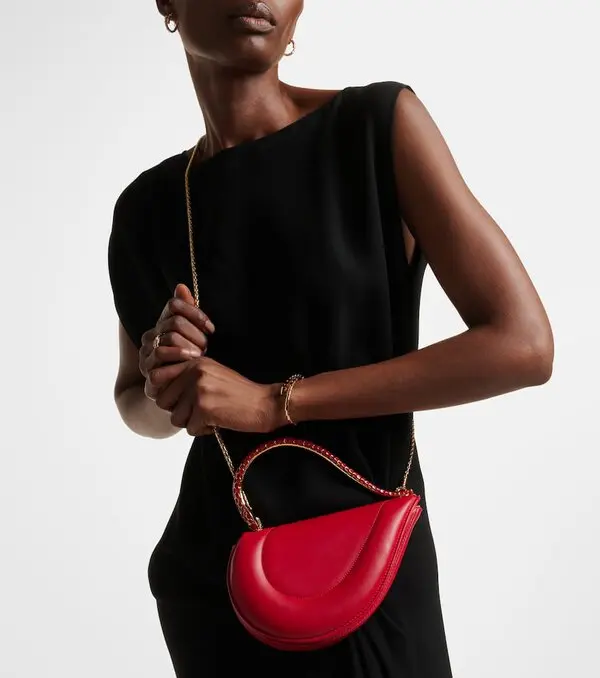 BVLGARI Serpenti Cuore 1968 Leather Top-handle Bag - Red