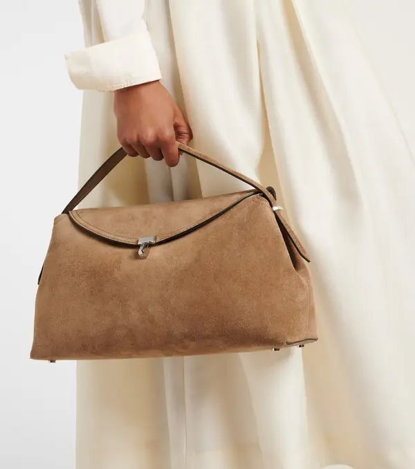TOTEME T-lock Suede Tote Bag - Brown