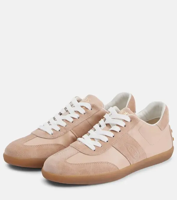 TOD'S Tabs Leather And Suede Sneakers - Beige