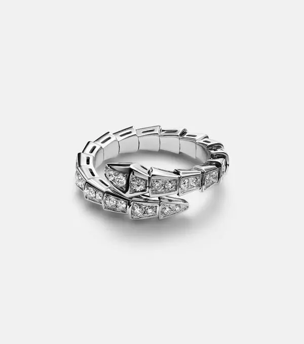 BVLGARI Serpenti Viper 18kt White Gold Ring With Diamonds - Silver