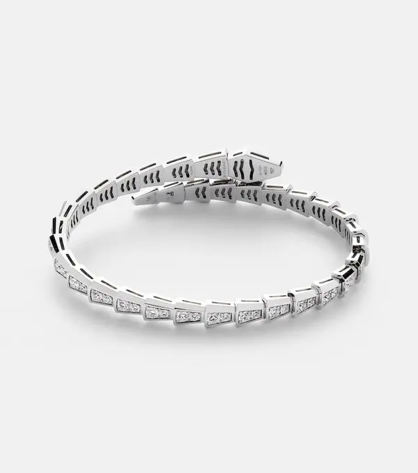 BVLGARI Serpenti Viper 18kt White Gold Bangle With Diamonds