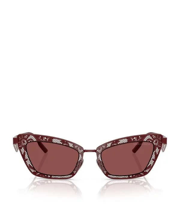 Dolce & Gabbana Steel Rectangle Frame Sunglasses - Red